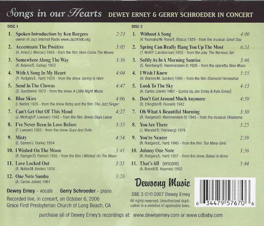 Dewey Erney & Gerry Schroeder In Concert: Songs In Our Hearts 2-Disc S ...