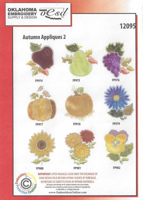 Oklahoma Embroidery: Autumn Applique 2 – NeverDieMedia