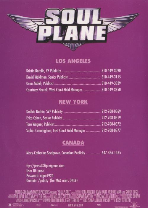 Soul Plane: CD-ROM Press Kit w/ Booklet – NeverDieMedia
