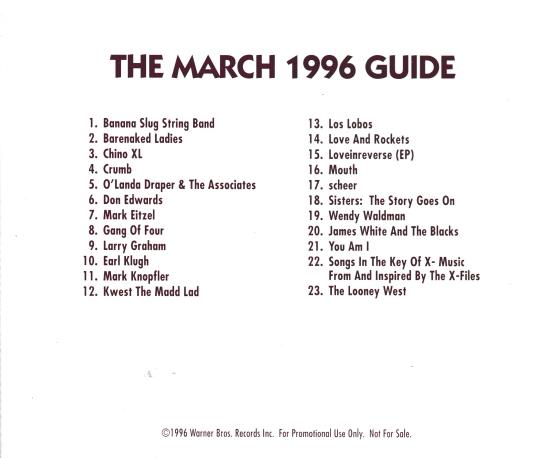 Warner March 1996 Guide Promo w/ Artwork – NeverDieMedia