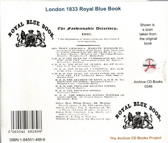 Royal Blue Book, Fashionable Directory London 1833 – NeverDieMedia