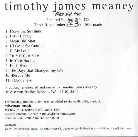Timothy James Meaney: Mean Old Man Limited Edition Gold Signed w/ Fron ...