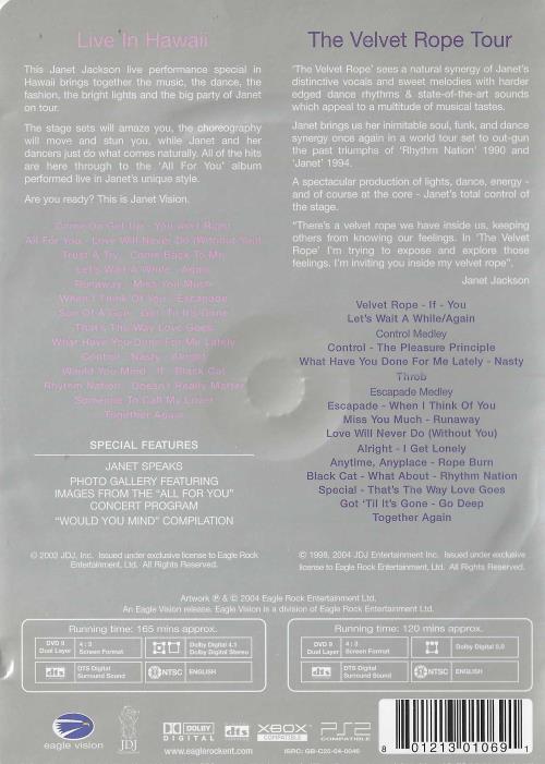 Janet Jackson: The Velvet Rope Tour & Live In Hawaii 2-Disc Set Collec ...