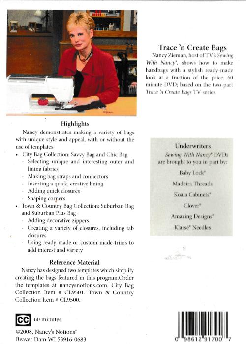 Sewing With Nancy: Trace 'n Create Bags – NeverDieMedia