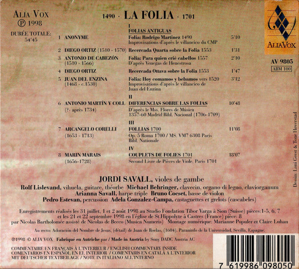 Jordi Savall: La Folia 1490-1701 – NeverDieMedia