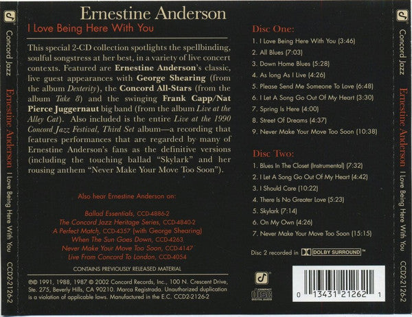 Ernestine Anderson: I Love Being Here With You 2-Disc Set – NeverDieMedia